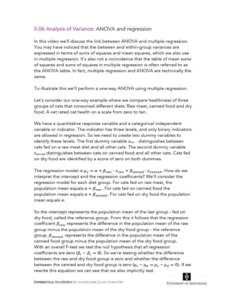 anova and regression | Download Free PDF | Regression Analysis ... anova and regression | Download Free PDF | Regression Analysis ...