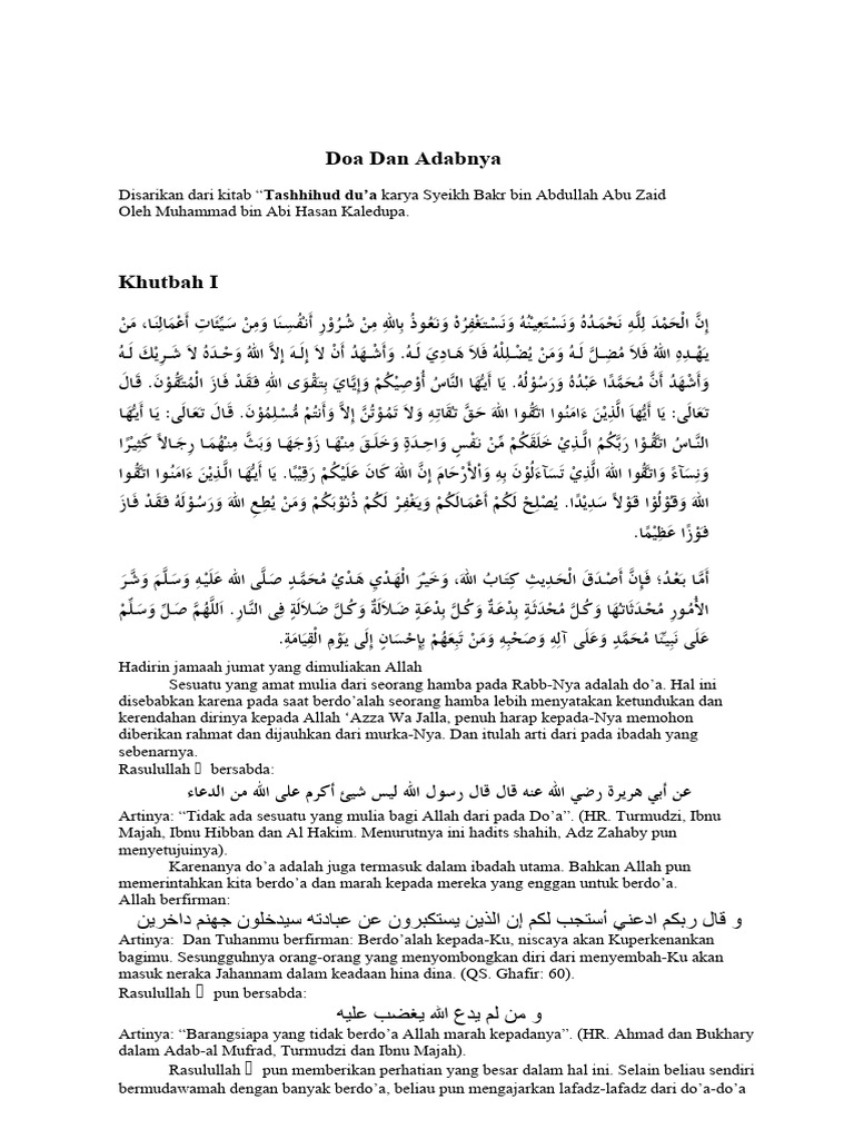 Doa Dan Adabnya | PDF | Agama & Spiritualitas