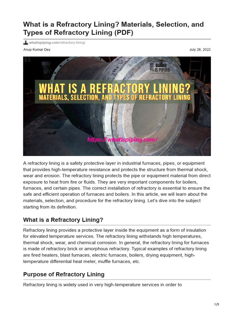 What Is A Refractory Lining Materials Selection and Types of Refractory ...