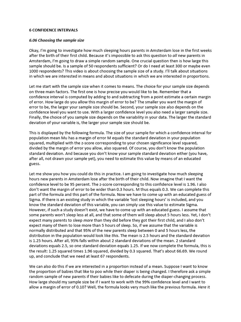 Choosing Same Size - Confidence Intervals | PDF | Standard Deviation | Sample Size Determination