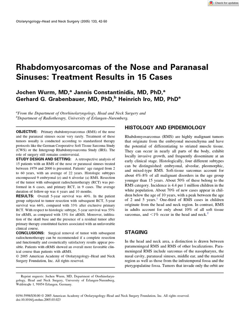 Otolaryngol - Head Neck Surg - 2016 - Wurm - Rhabdomyosarcomas of The ...