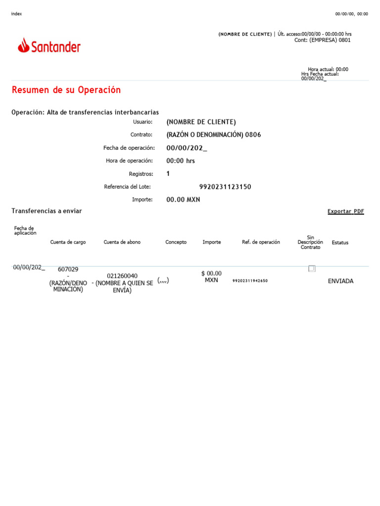 Comprobante de Transferencia Santander | PDF