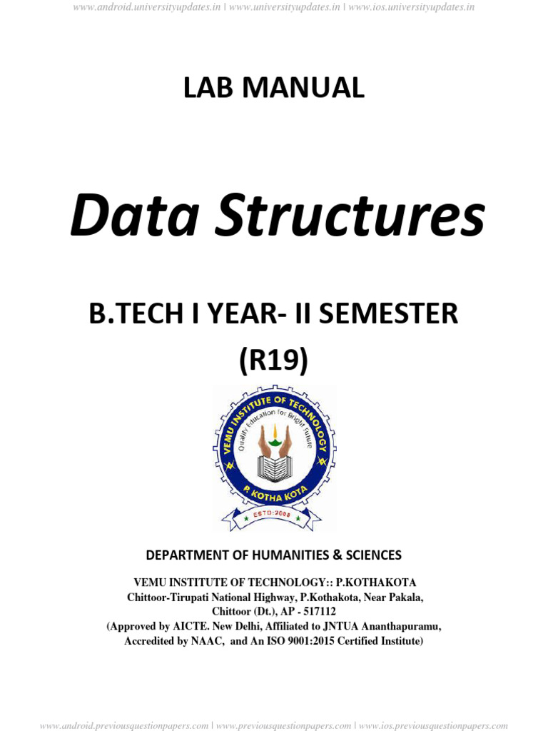 JNTUA Data Structures R19 Lab Manual | PDF | Queue (Abstract Data Type ... JNTUA Data Structures R19 Lab Manual | PDF | Queue (Abstract Data Type ...