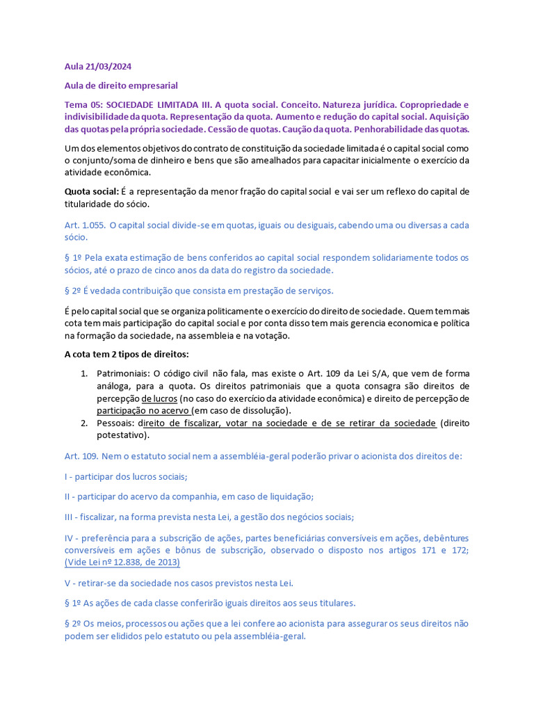 Tema 05 | PDF | Direito Privado | Business