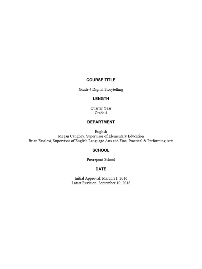 Grade 4 Digital Storytelling | PDF | Information | Creativity