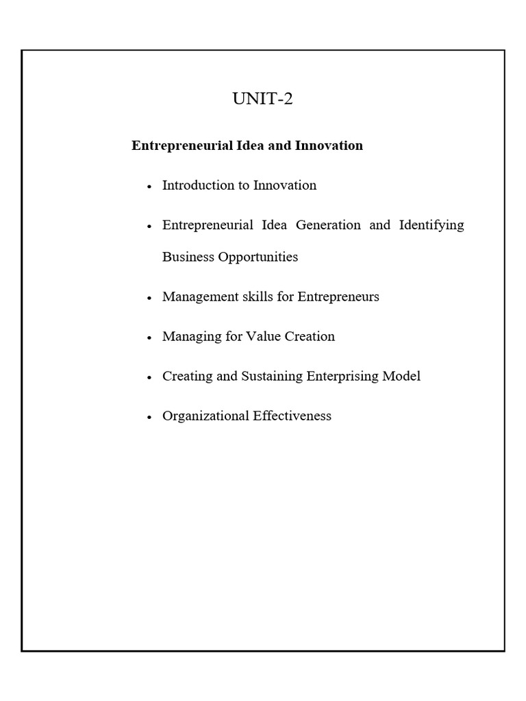 Unit-2-Entrepreneurial Idea and Innovation | Download Free PDF ...