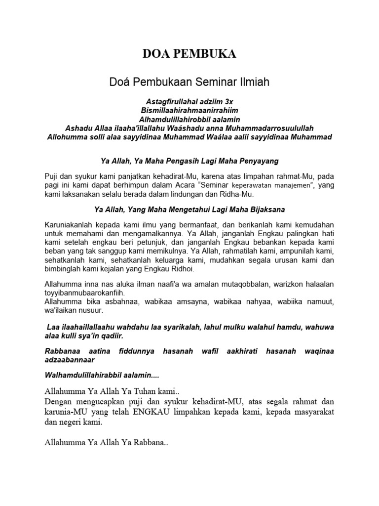 Doa Pembuka | PDF | Agama & Spiritualitas