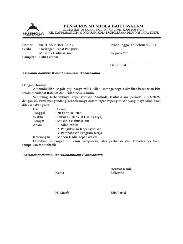 Surat Undangan 001 | PDF