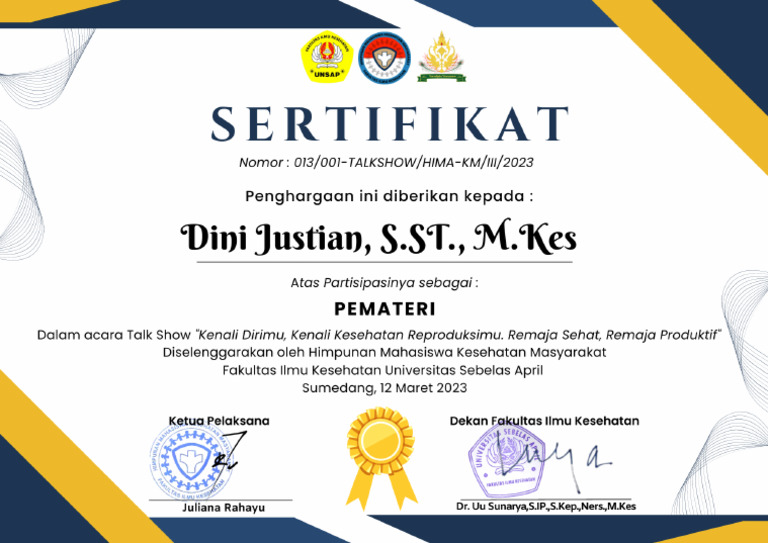 Sertifikat Pembicara | PDF