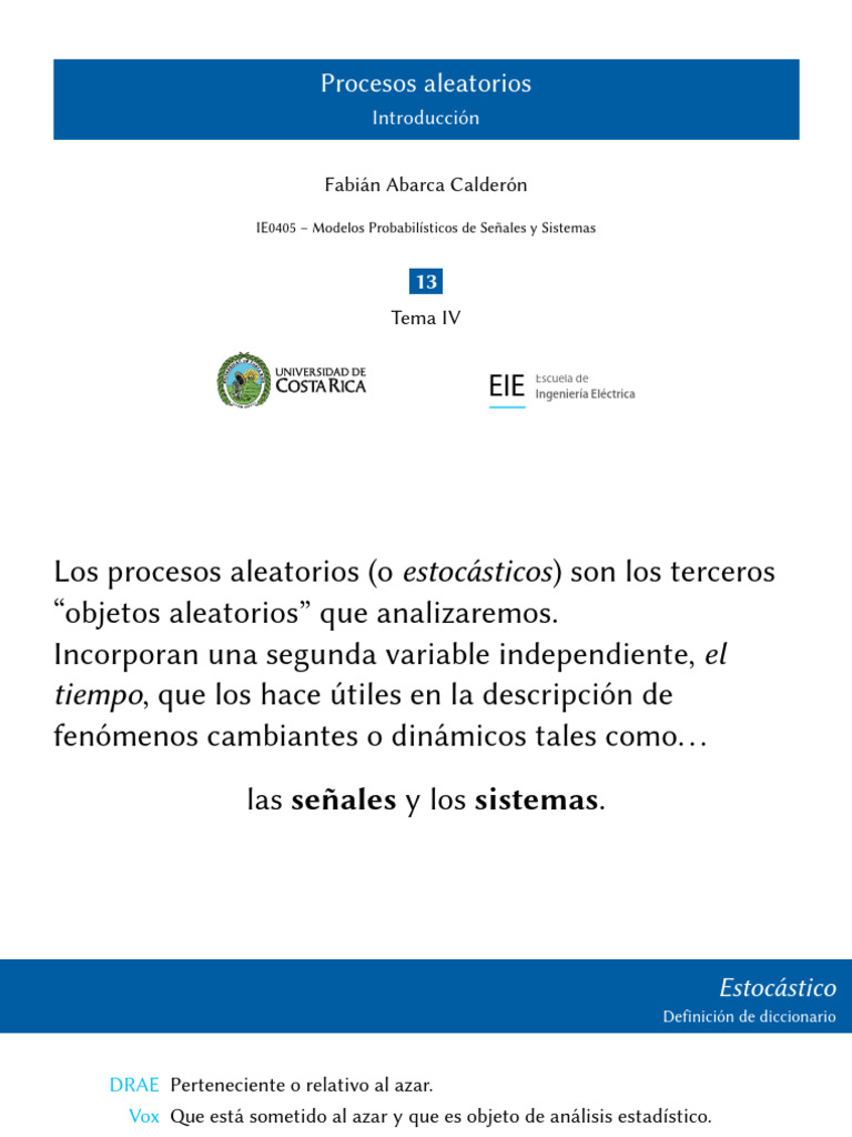 13 Procesos Aleatorios | PDF | Proceso estocástico | Función de ...