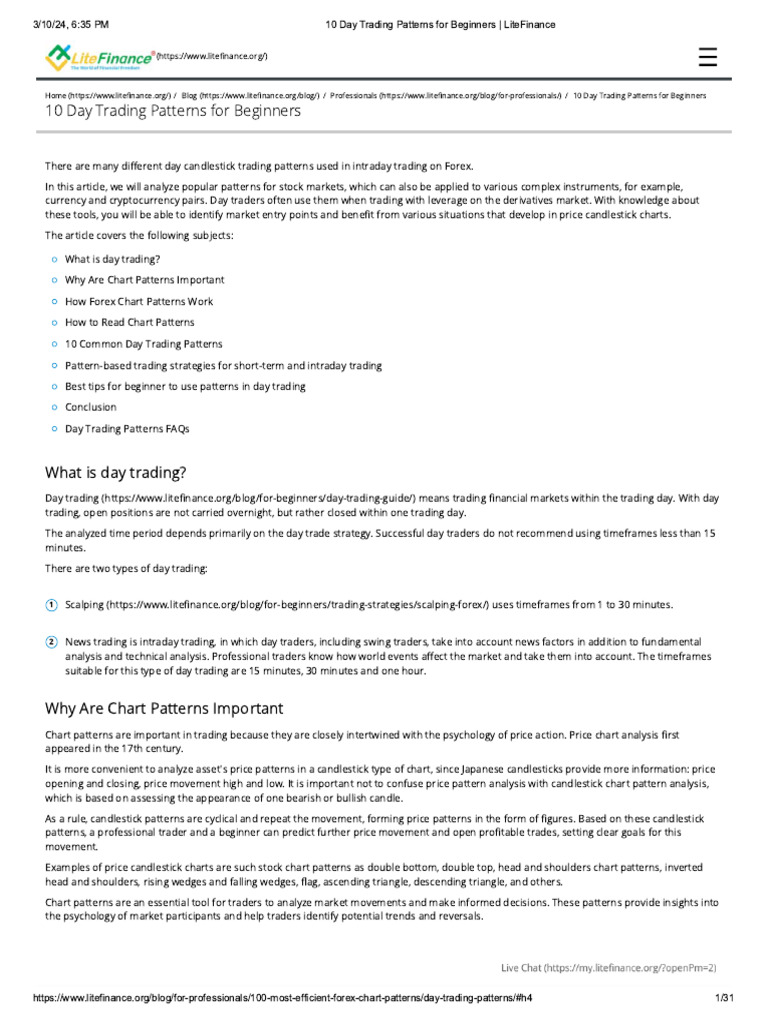 10 Day Trading Patterns For Beginners | PDF
