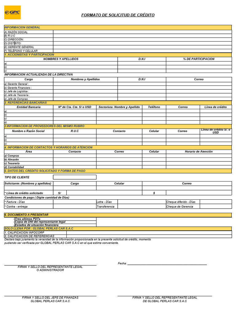 Formato de Credito | PDF | Crédito | Finanzas y dinero