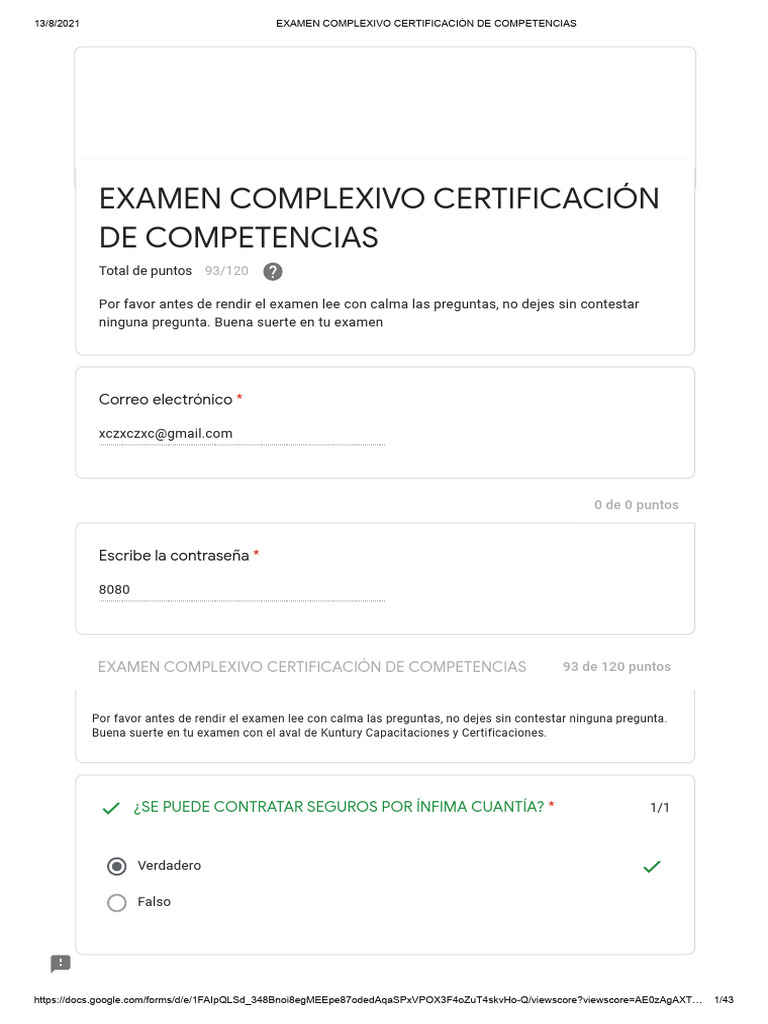 EXAMEN COMPLEXIVO CERTIFICACIÓN DE COMPETENCIAS - v4 | PDF | Subasta ...