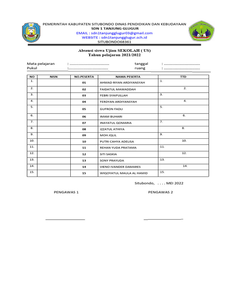Absensi Peserta Ujian | PDF
