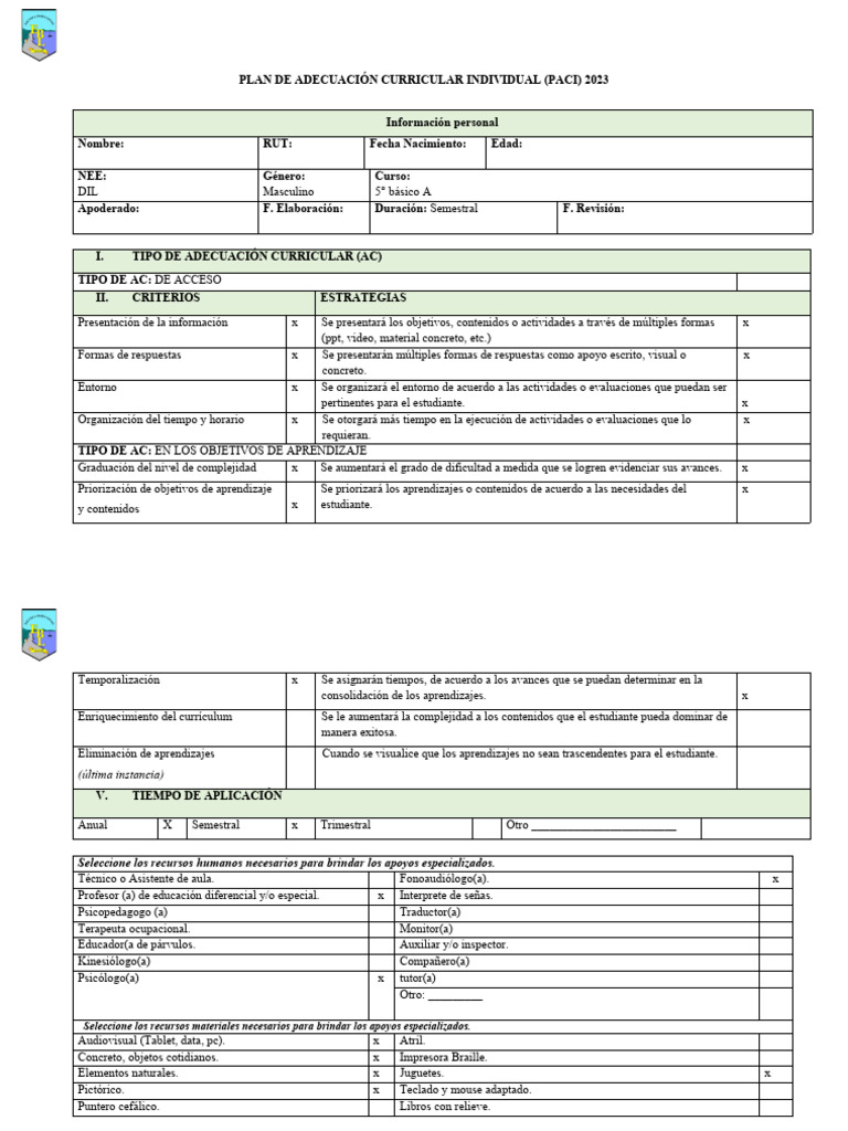 (Paci) 5° 2023 | PDF | Aprendizaje | Evaluación