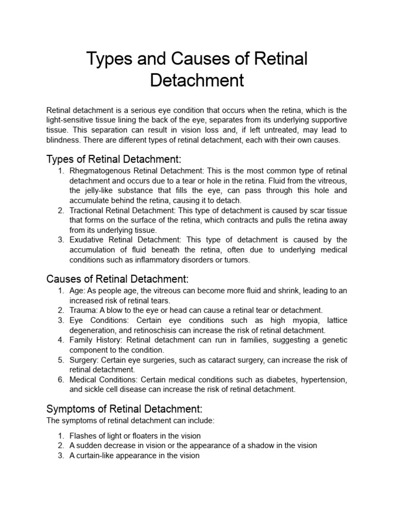 Retinal Detachment: Key Insights | PDF | Human Eye | Medical Specialties