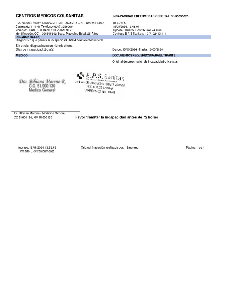 JUAN LOPEZ - Sanitas Puente Aranda | PDF