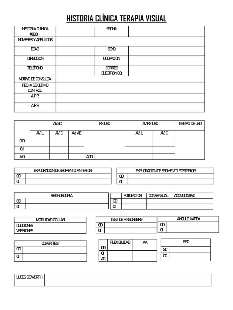 Historia Clínica de Terapia Visual | PDF