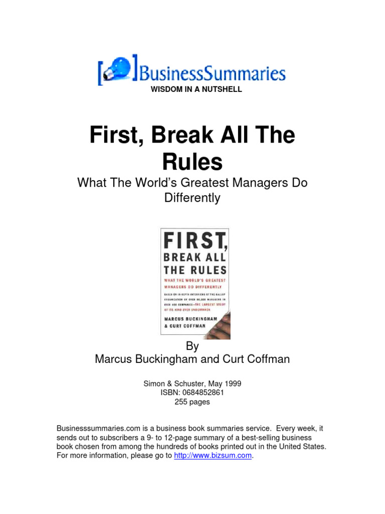 First Break All The Rules Summary | PDF | Motivation | Motivational