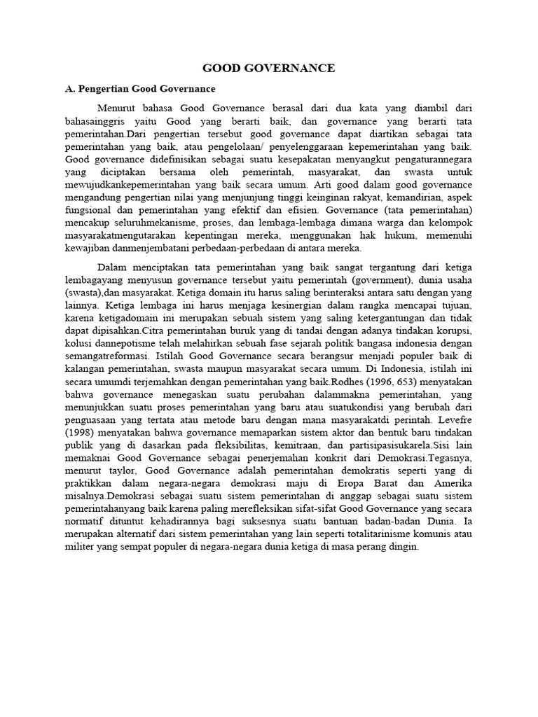 GOOD GOVERNANCE | PDF
