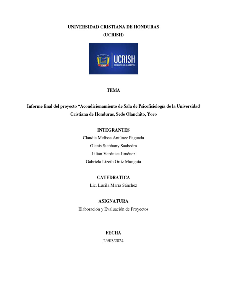 Informe Final Del Proyecto TERMINADO | PDF | Honduras | Universidad