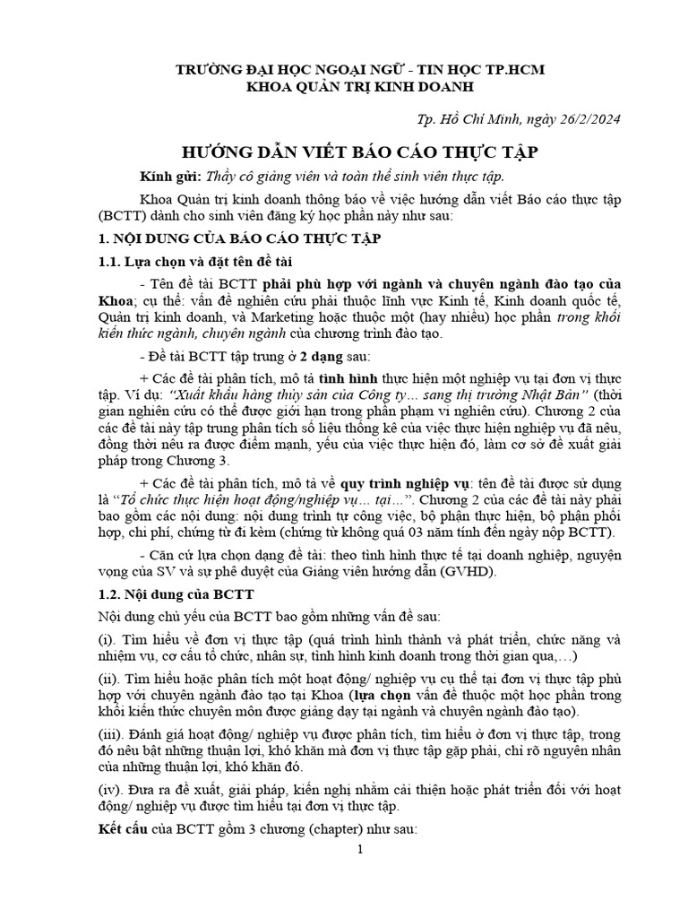 Huong Dan Viet Bctt 2023-2024 Fba Huflit 3 Tc (1) | PDF