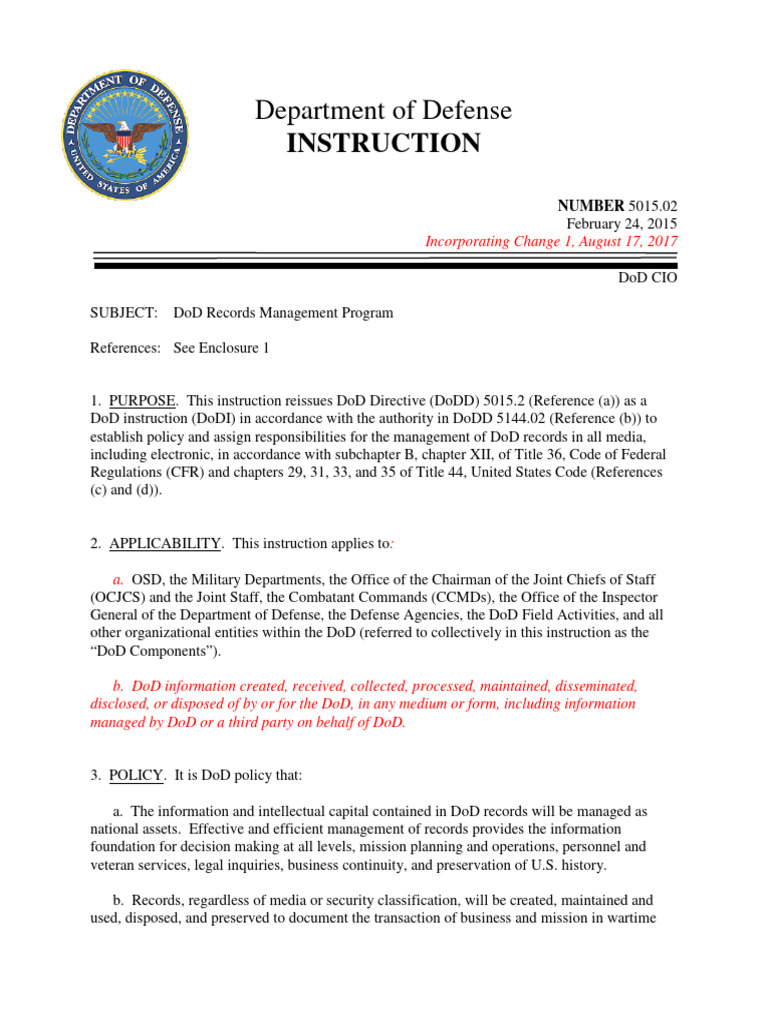 DoD Records Management Policy Update | PDF | Records Management ...