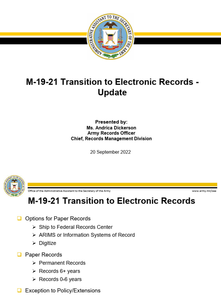 27.M-19-21 Transition To Electronic Records - Update | PDF | Records ...