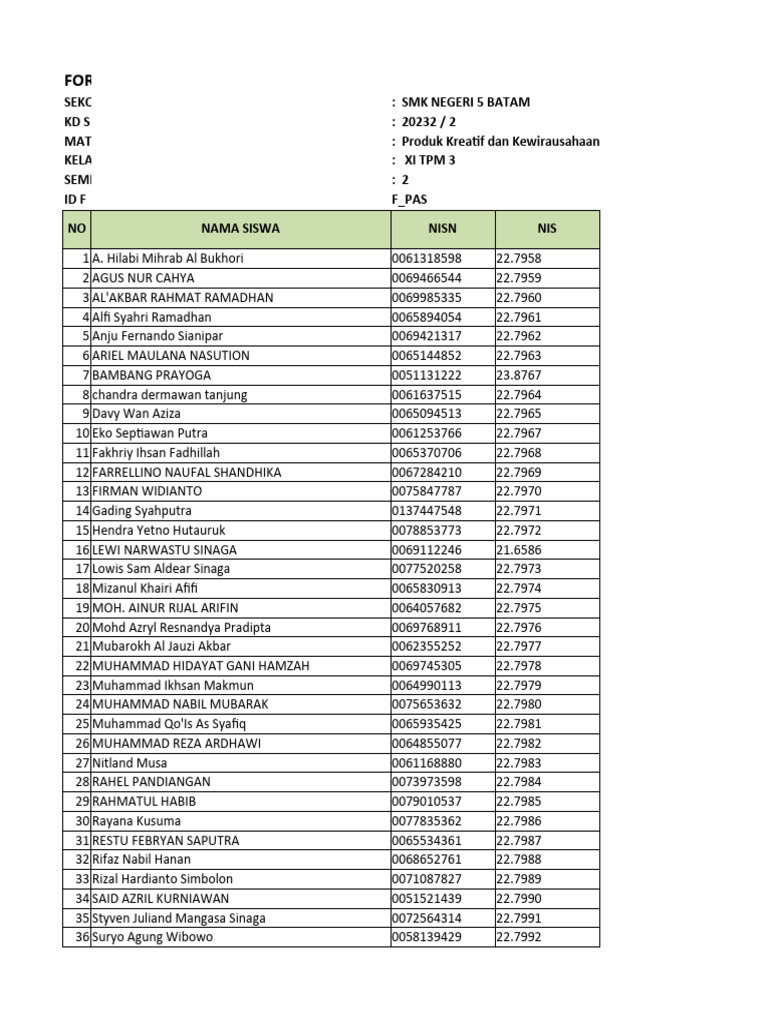 Nil - Sas - 20232 - 600070100 - Xi TPM 3 | PDF