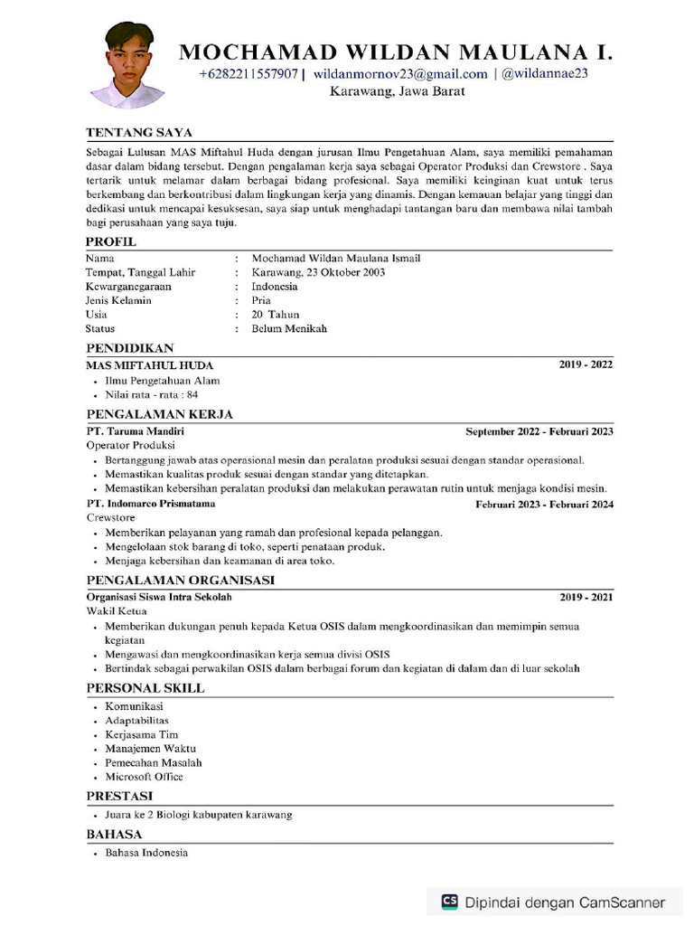 CV - Mochamad Wildan Maulana Ismail - Compressed | PDF CV - Mochamad Wildan Maulana Ismail - Compressed | PDF