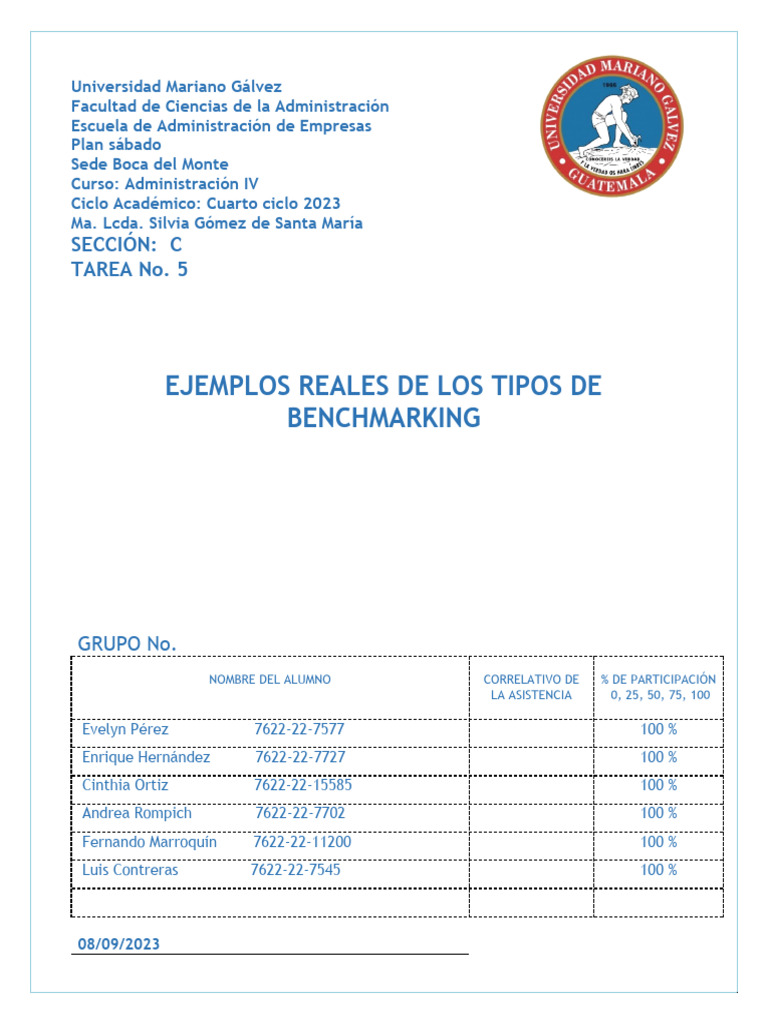 TAREA 5 _ TIPOS DE BENCHMARKING (incompleta) | Descargar gratis PDF | Benchmarking | Business