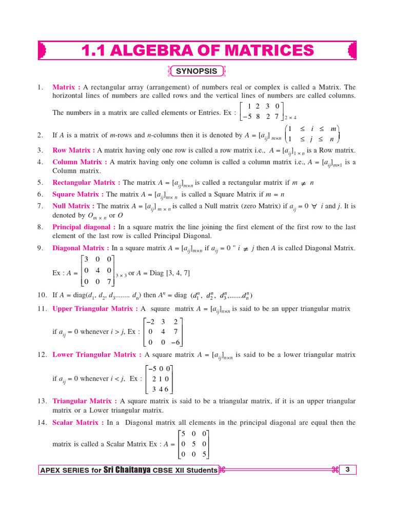 ALGEBRA OF MATRICES LEVEL-1 | PDF | Matrix (Mathematics) | Mathematical Objects