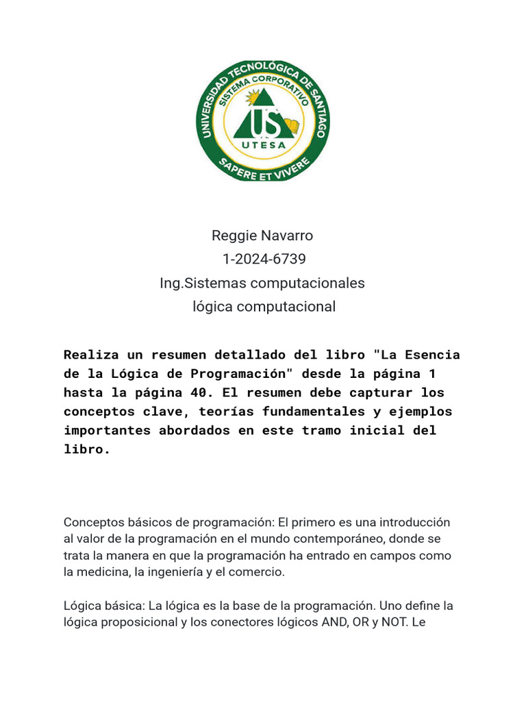 Reggie Navarro | PDF | Algoritmos | Programación de computadoras