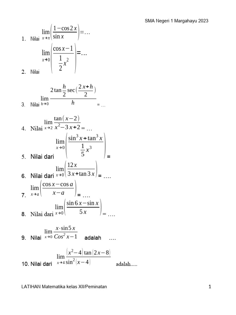 Latihan Soal Mat Minat | PDF | Metode & Bahan Ajar