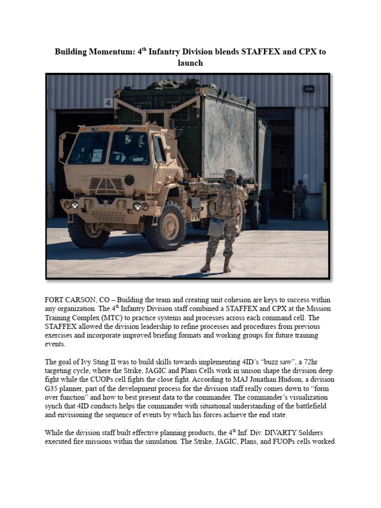 4ID's Ivy Sting II: Enhancing Cohesion | PDF | Business | Finance ...