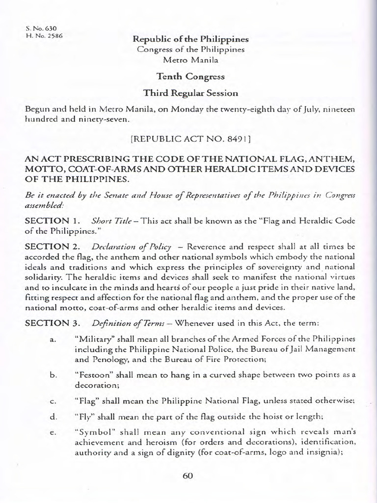 Ra 8491 FVR | PDF | Flag