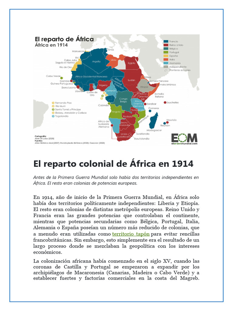 Reparto Colonial de África en 1914 | PDF | Colonialismo | África