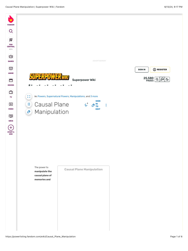 Causal Plane Manipulation - Superpower Wiki - Fandom | PDF | Wiki
