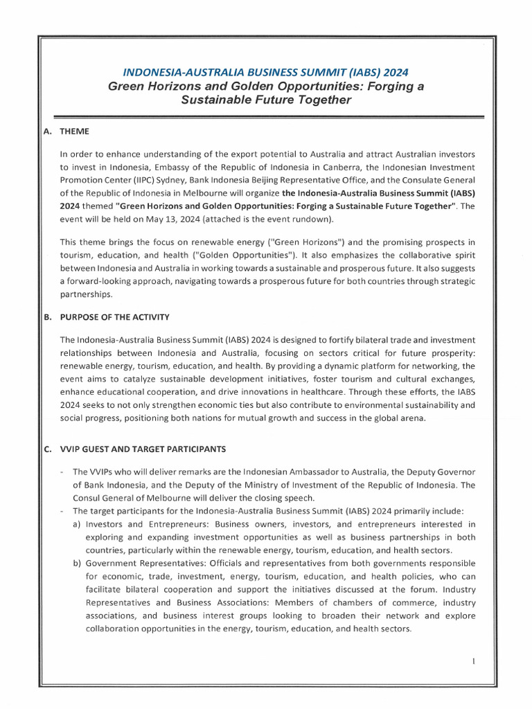 Indonesia-Australia Business Summit (Iabs) 2024 | PDF Indonesia-Australia Business Summit (Iabs) 2024 | PDF