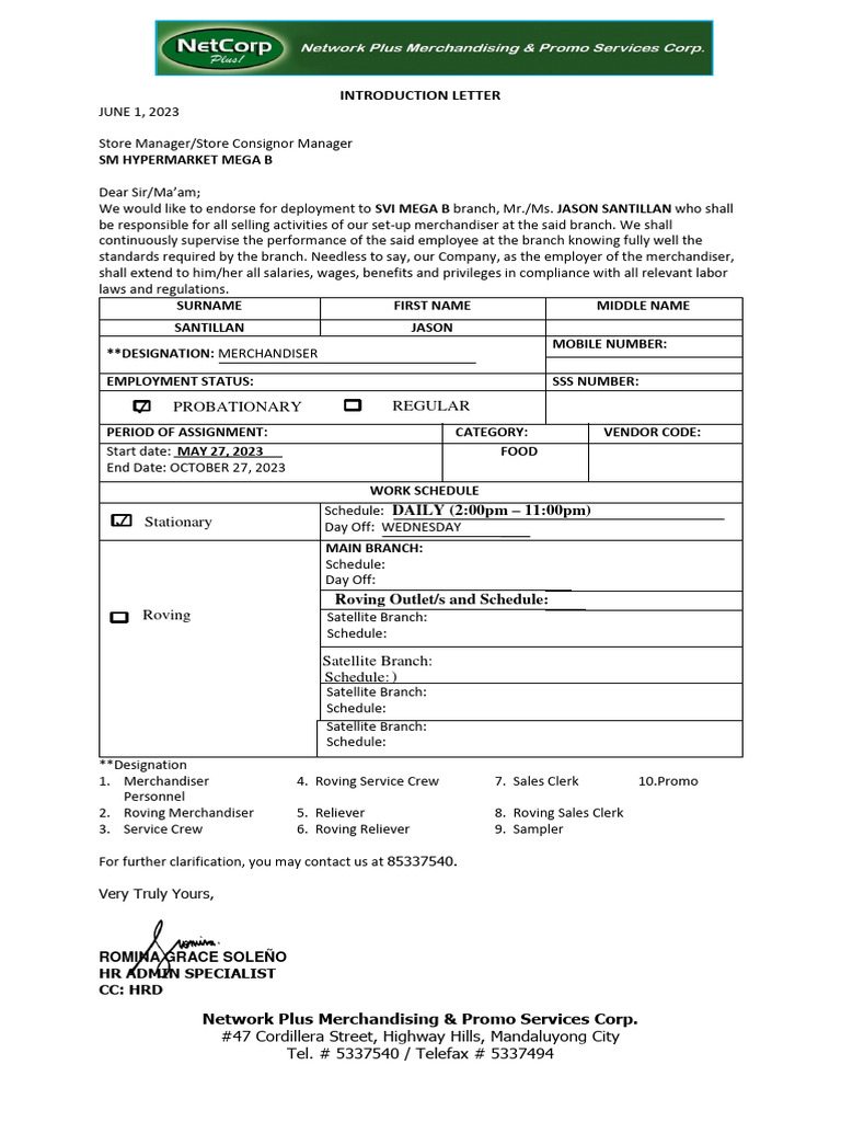 SM-INTRO-LETTER-STATIONARY-SANTILLAN | PDF | Labor | Economies