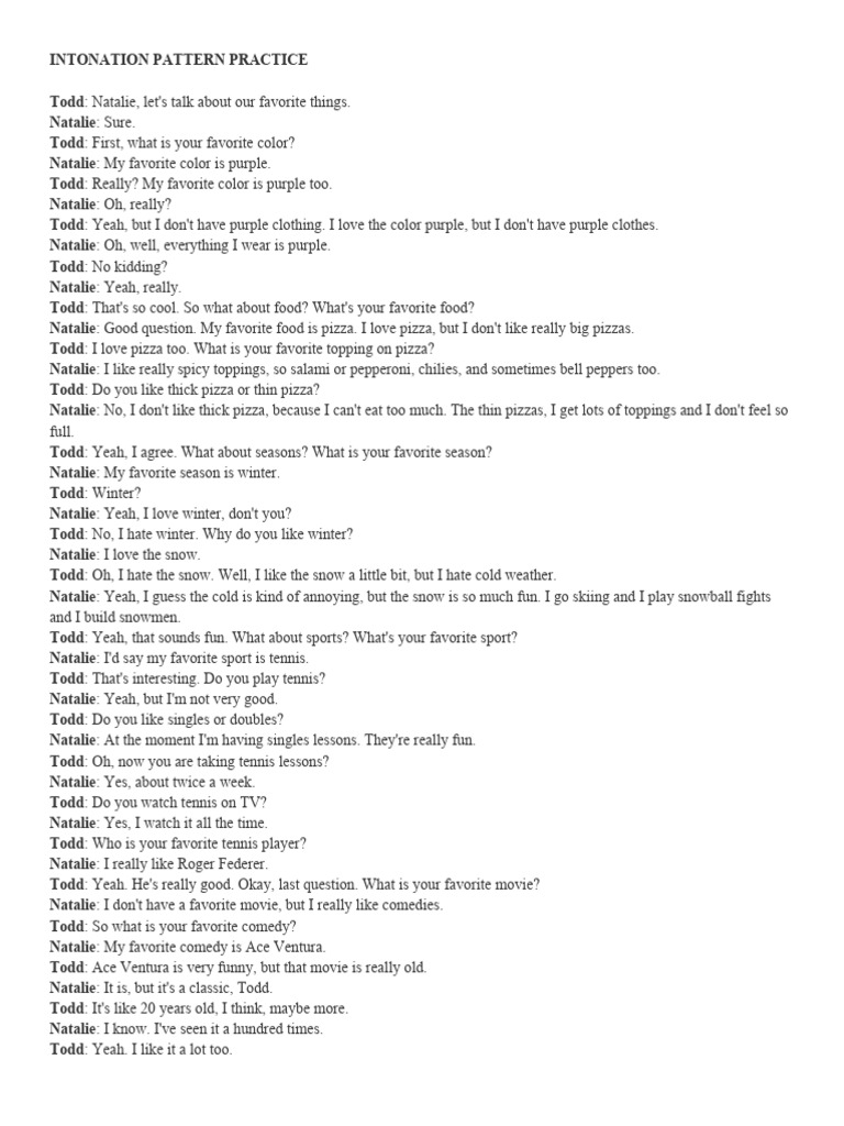 Intonation Pattern Practice | PDF | Home & Garden