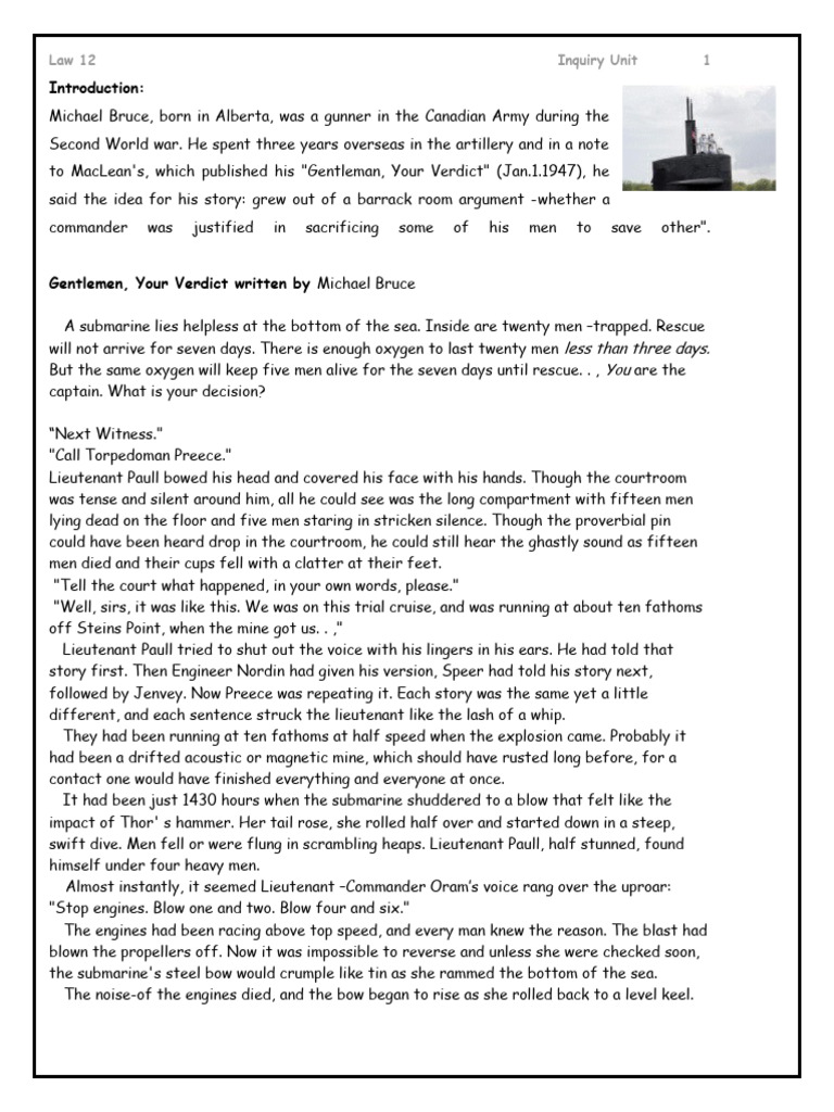 Gentlemen Your Verdict Written by Michael Bruce | PDF