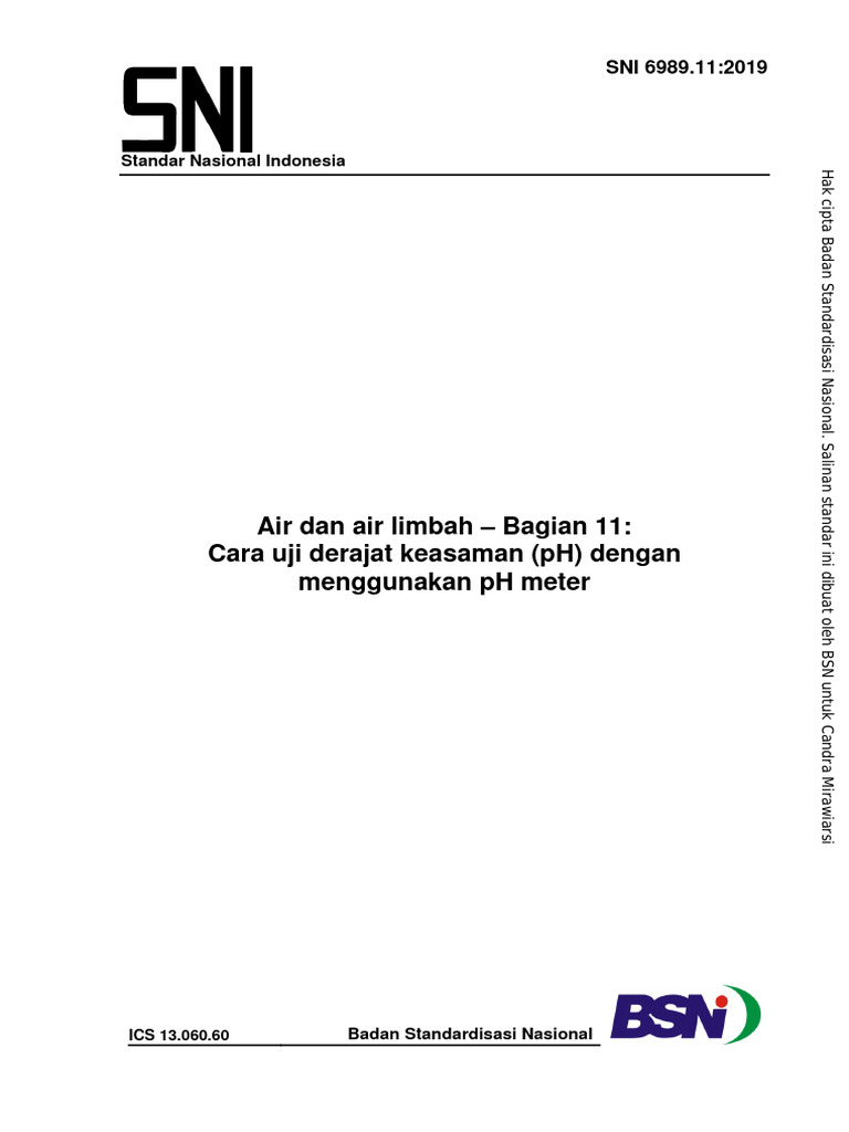 SNI 6989.11-2019 Tentang Air Dan Air Limbah - Bagian 11-Cara Uji ...