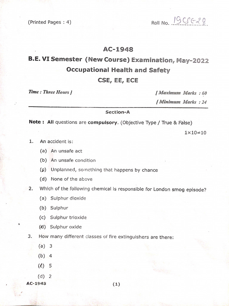 O.H.S - 6 TH Sem - 2022 | PDF