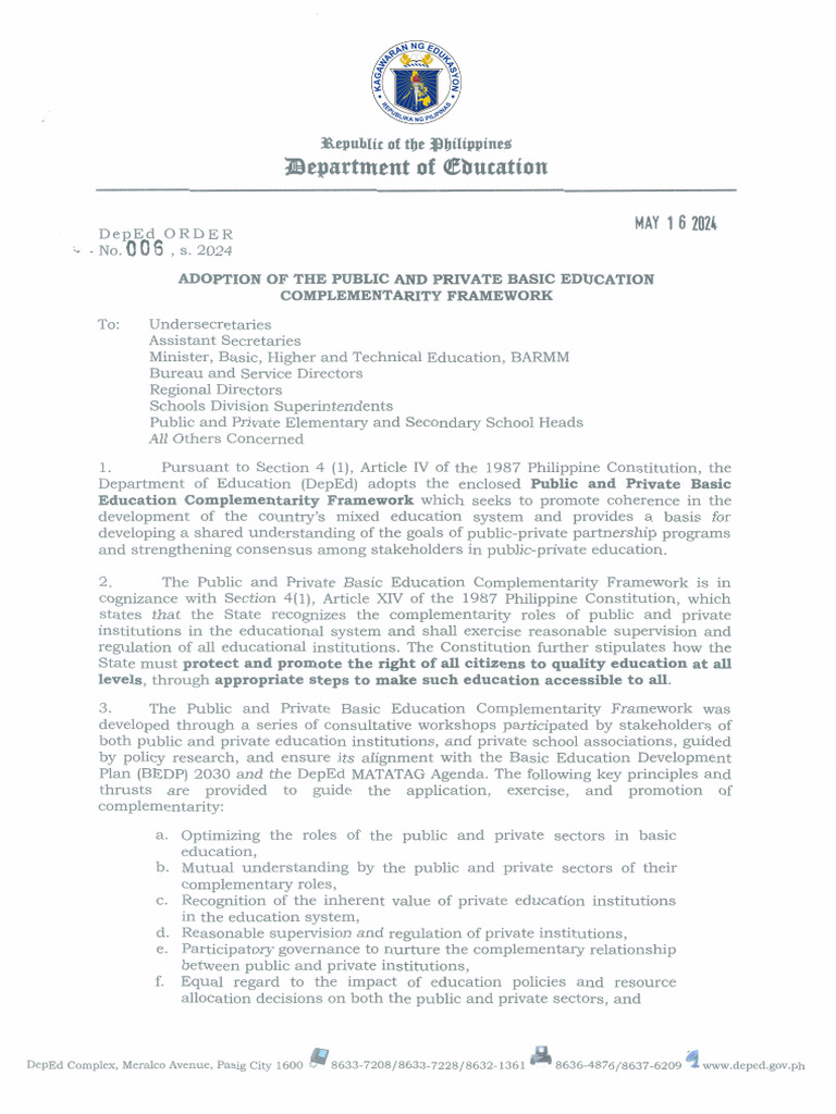 DO - s2024 - 006 (Adoption of The Public and Private Basic Education ...