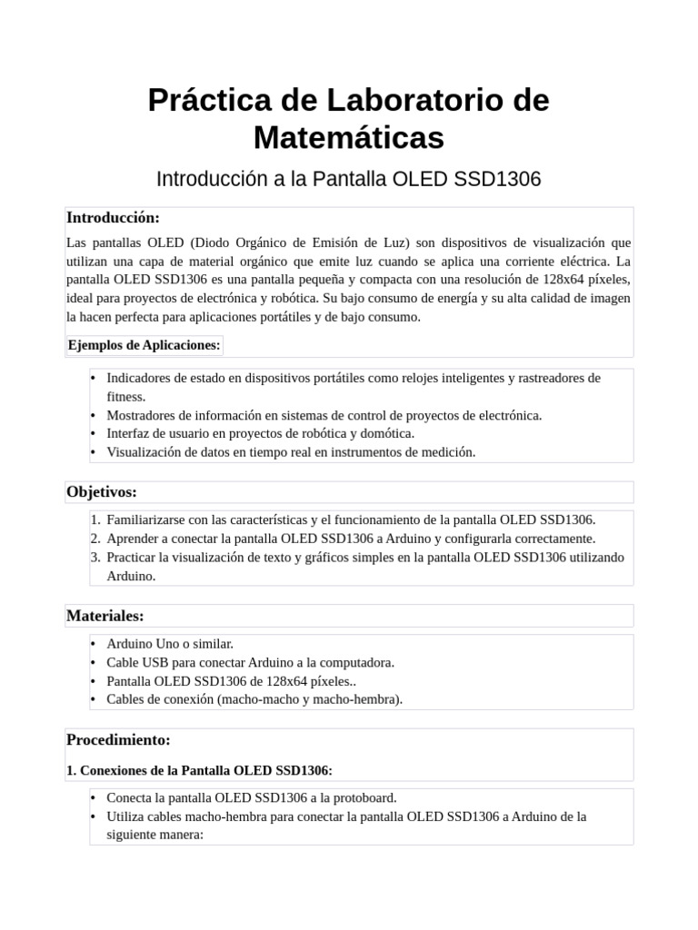 Practica con pantalla oled | PDF | Oled | Pantalla de cristal líquido