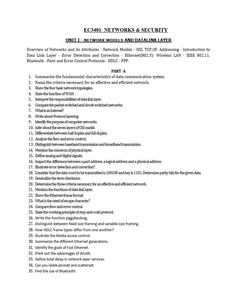 Ec3401 2marks | PDF | Computer Network | Transmission Control Protocol