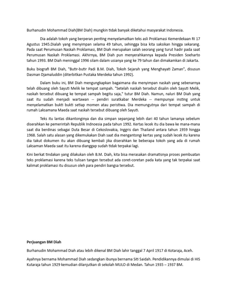 Peran BM Diah dalam Proklamasi RI | PDF | Sejarah