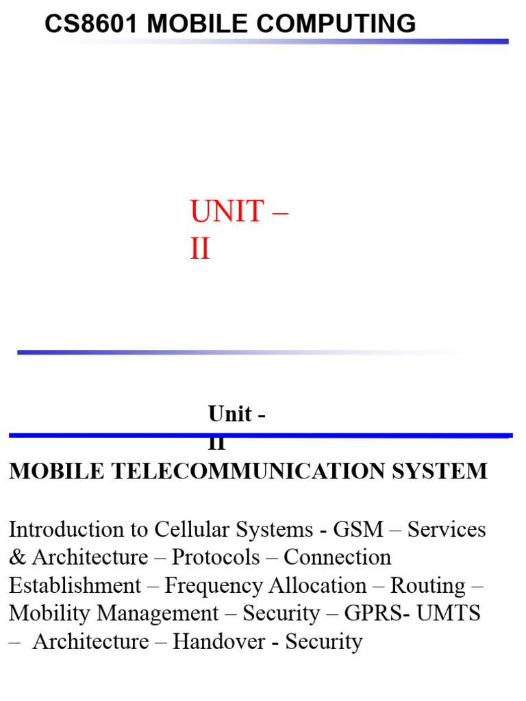 Unit-II | PDF | Cellular Network | Electronics
