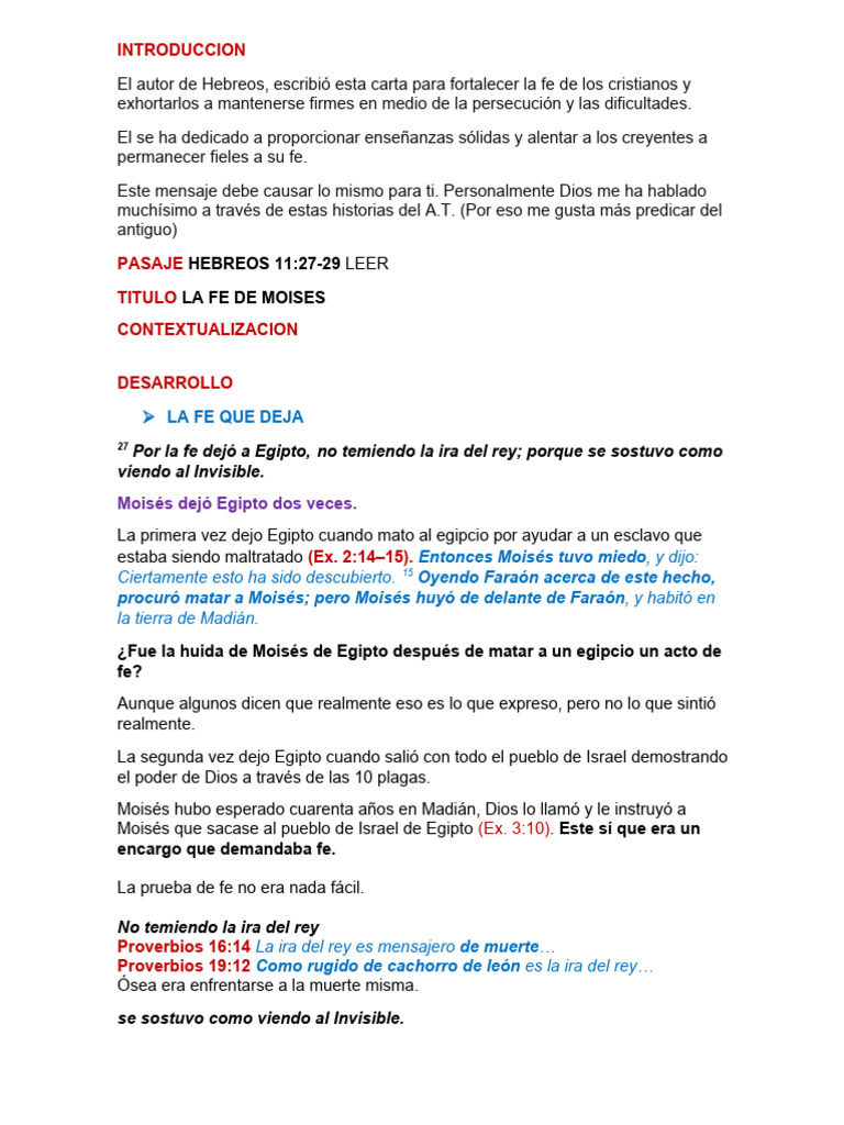 La Fe de Moises 2 | PDF | Moisés | Pascua de Resurrección
